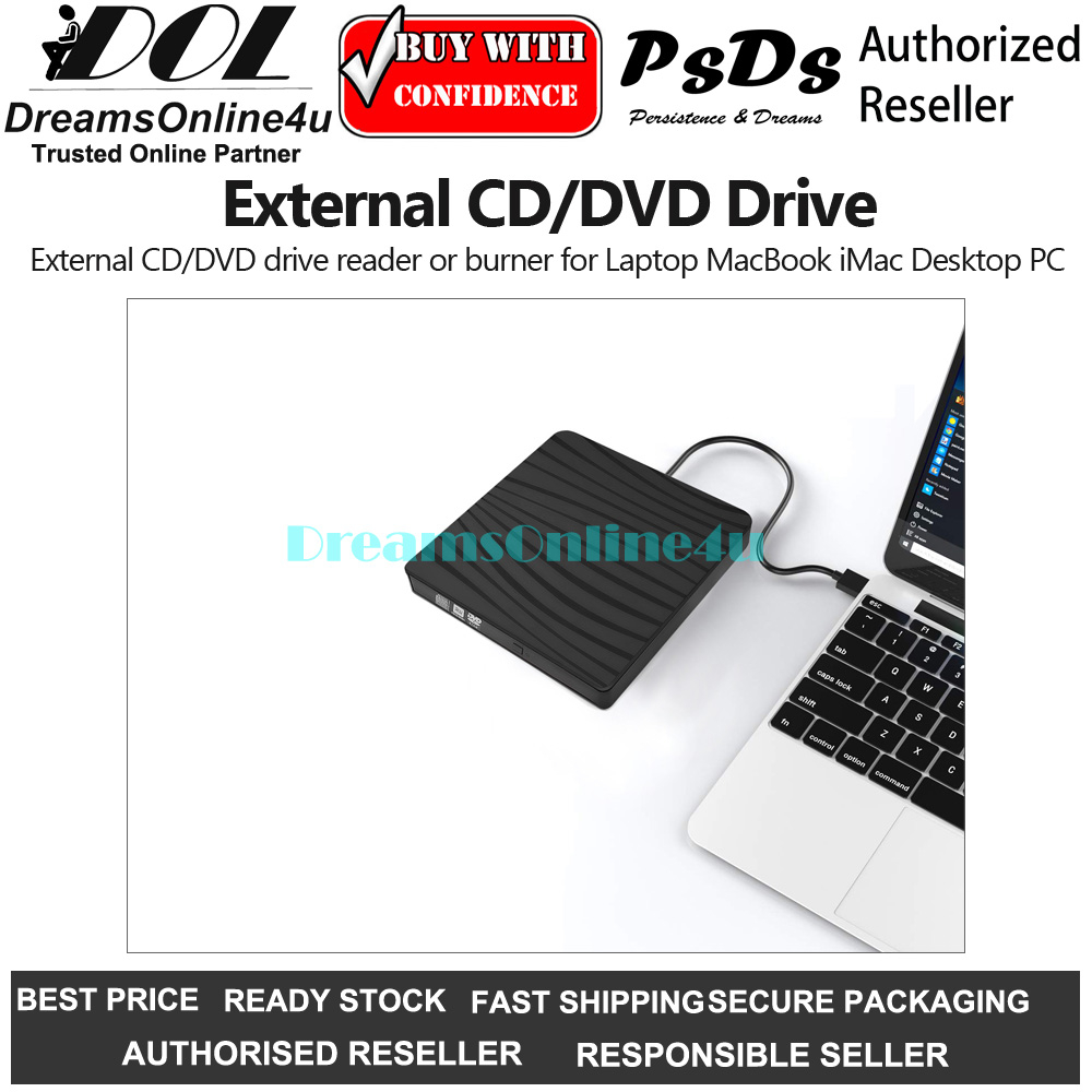 PsDs Portable External CD DVD RW Rewritable Burner Audio CD Player USB ...