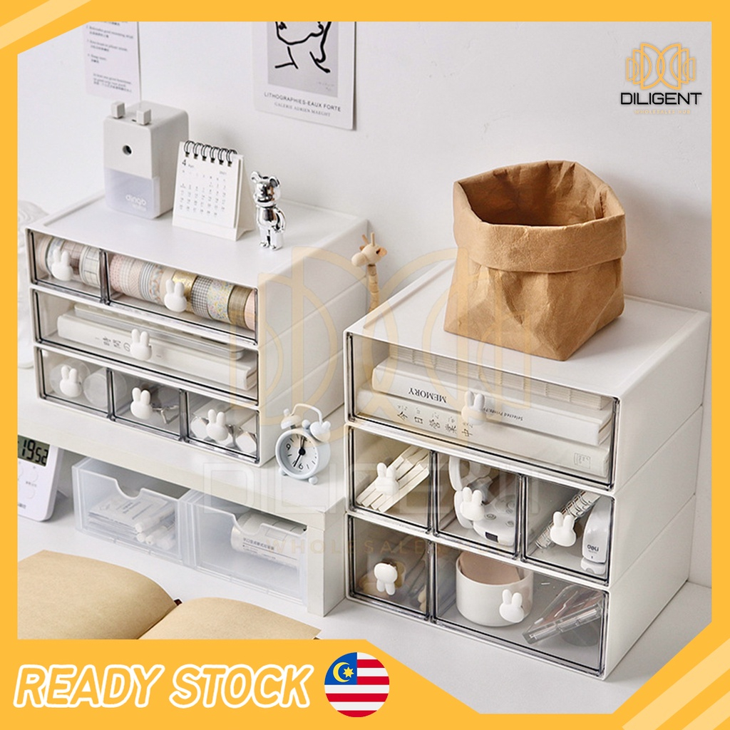 【D217】Kotak Penyimpanan Laci Tumpukan Gaya Lucu Large Capacity ...