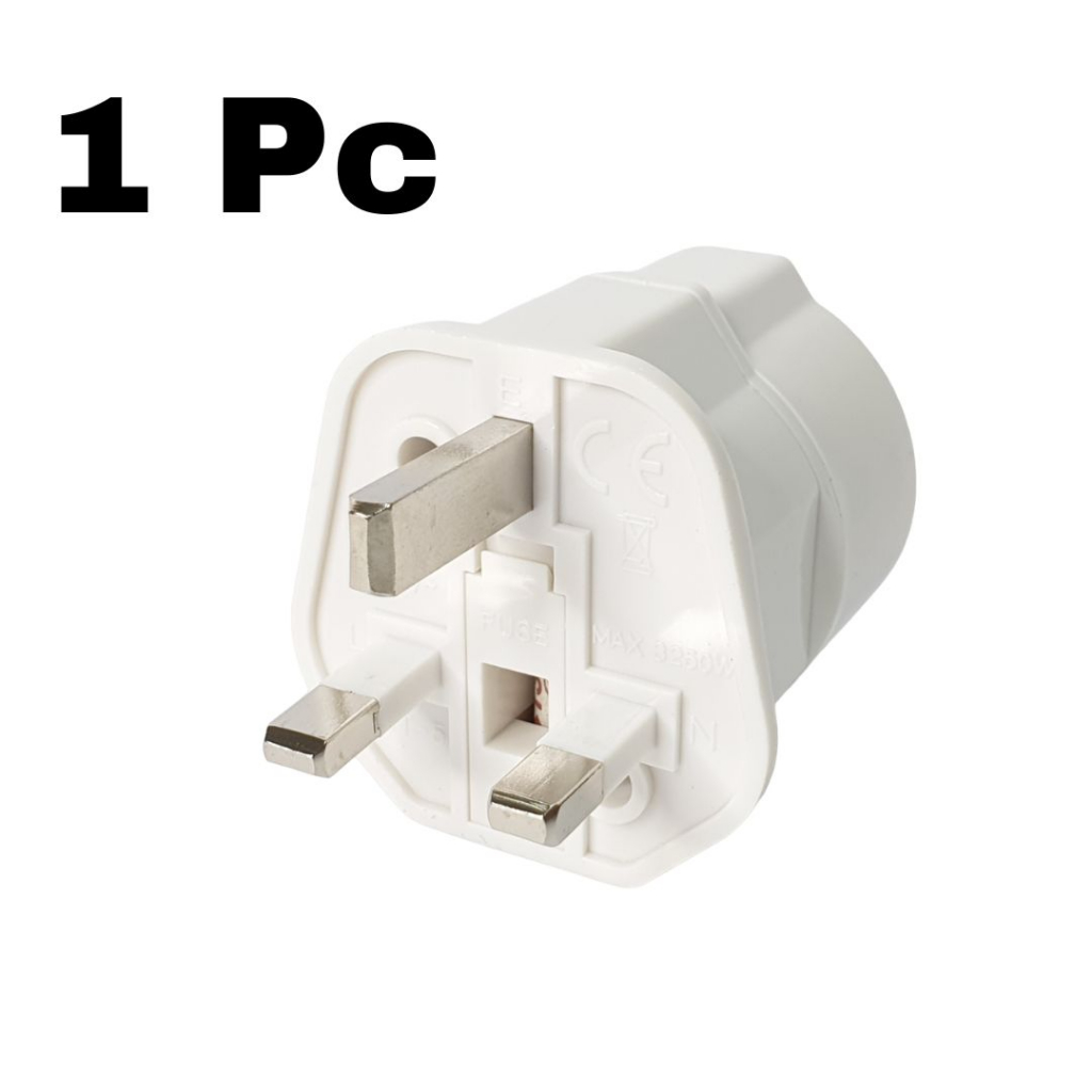 Power Plug Adaptor 13A European 2 Pin to UK 3 Pin Tough Built Auto Shut ...