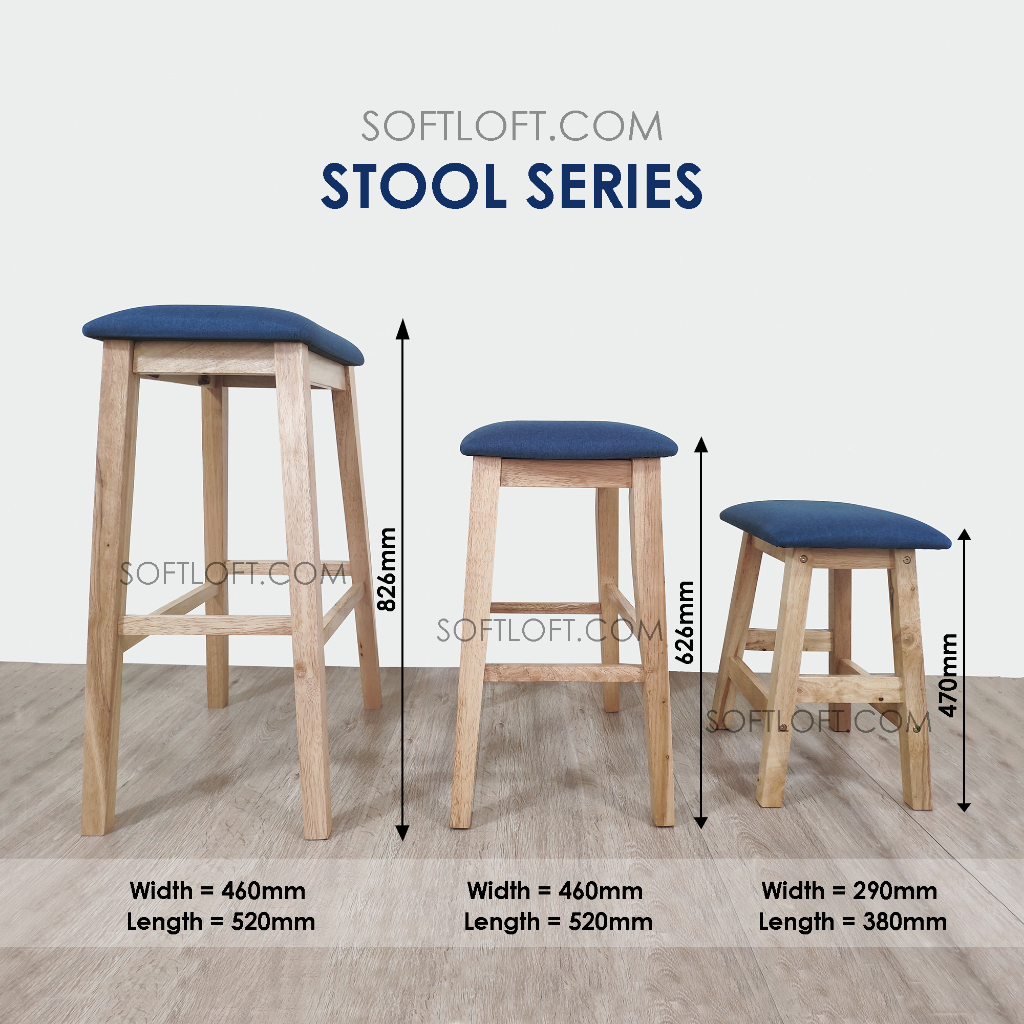 Peter Counter Stool 626mm Solid Wooden Dining Saddle Bar Counter Bench ...