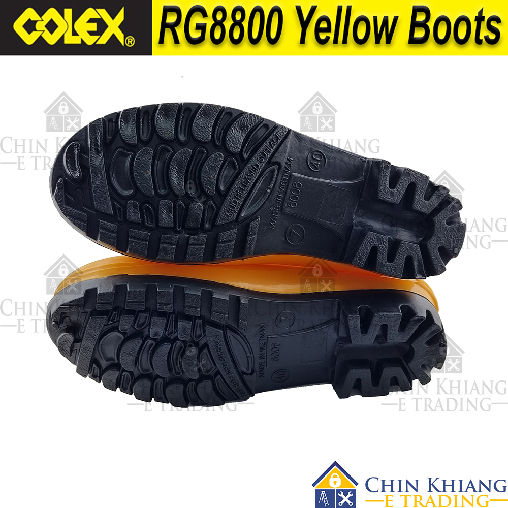 Colex RG-8800 Yellow Safety Rain Boots 14" Height Plastic Kasut Kuning ...