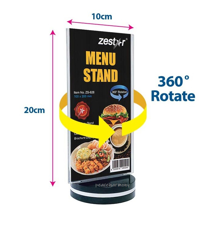 [Tiada COD] Menu Stand / Cafe Menu Display Stand (360% Rotation) ZS-628 ...