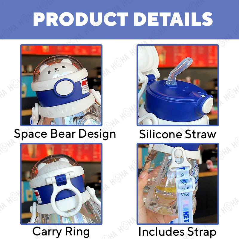 700ml Space Astronaut Water Bottle with Straw Cute Tumbler Children ...