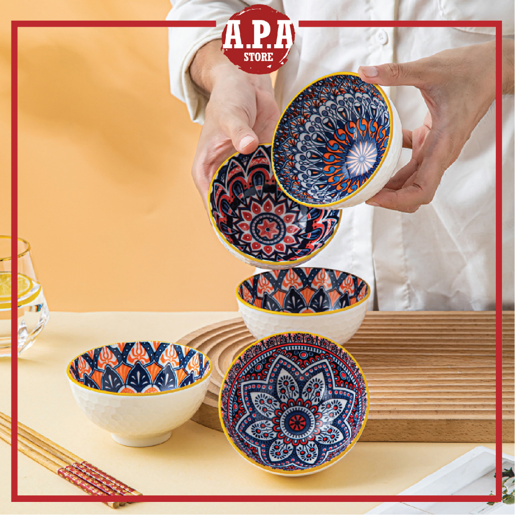 APA Bohemian Style Rice Bowl Porcelain Bowl Soup Ceramic Mangkuk Nasi ...