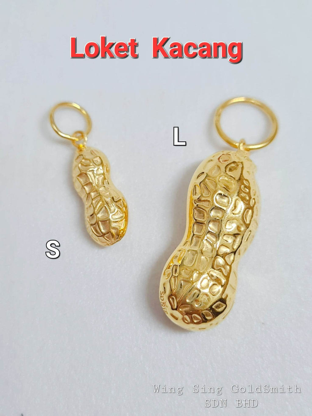 Wing Sing 5G 916 Gold Beads Fortune Peanut Pendant / 5D Loket Kacang ...