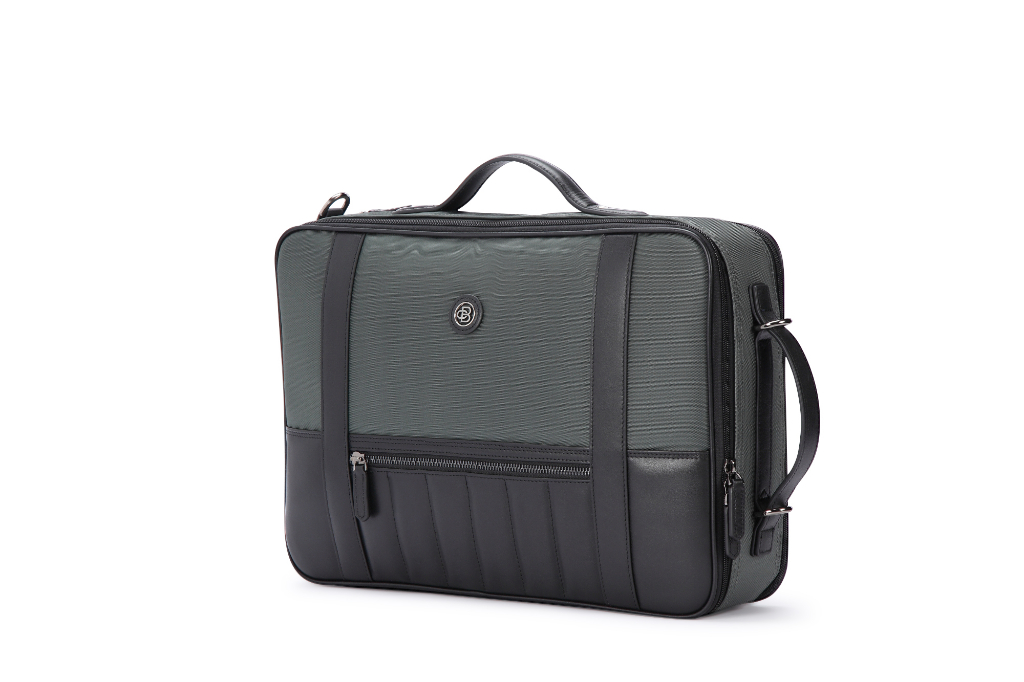 Charles Berkeley GRIFFIN Nylon Lightweight Laptop Bag Genuine Leather ...