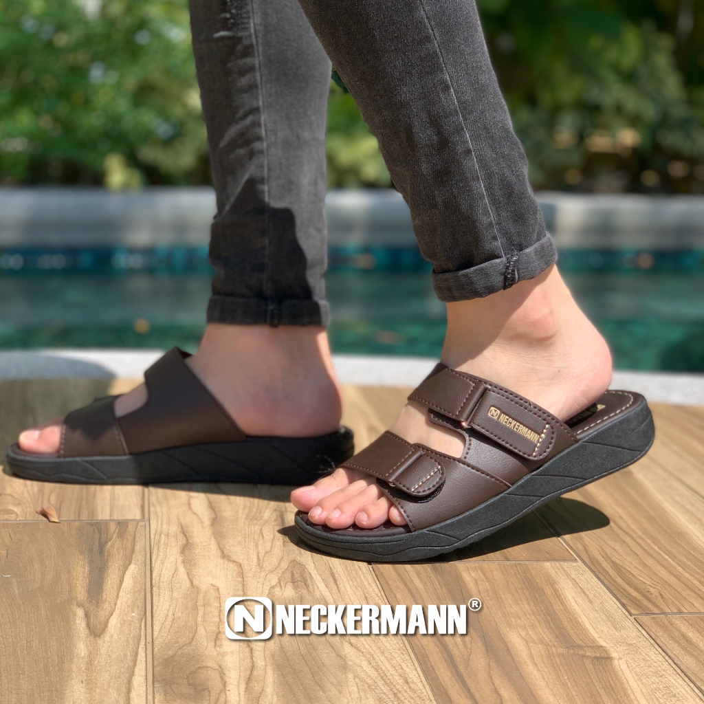 Neckermann Men's Hightide Comfort Leather Slide Sandals / Sandal Lelaki ...