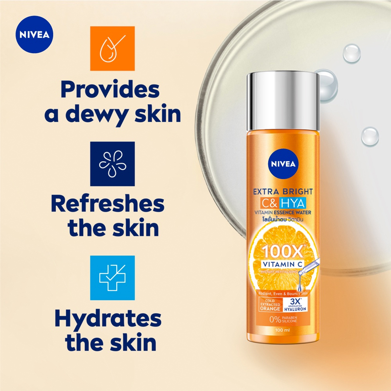 Nivea Extra Bright C & HYA Vitamin Essencce Water 100X Vitamin C ...