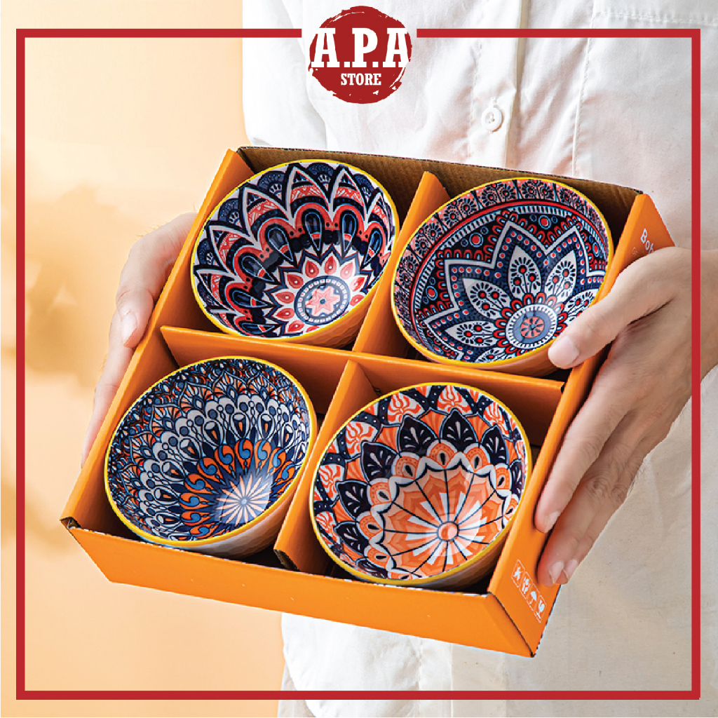 APA Bohemian Style Rice Bowl Porcelain Bowl Soup Ceramic Mangkuk Nasi ...