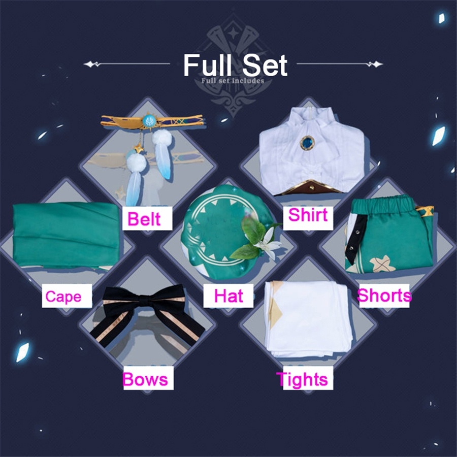 Game Genshin Impact Venti Cosplay Outfit Cosplay Anime Venti Shorts Hat ...