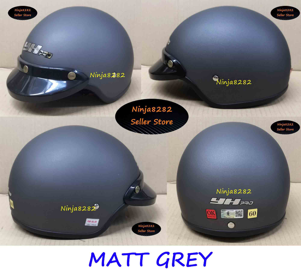 YHPRO L200 HELMET HALF CUT HELMET ( MATT GREY ) SGV LASER XDOT SWAN KHI ...