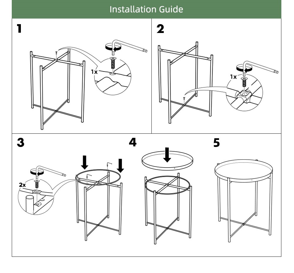 KitchenZ Removable Tray Table Side Table Living Room Coffee Table ...