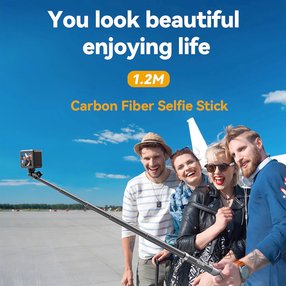 TELESIN 120cm Carbon Fiber Invisible Selfie Stick for Insta360 ONE X3 ...