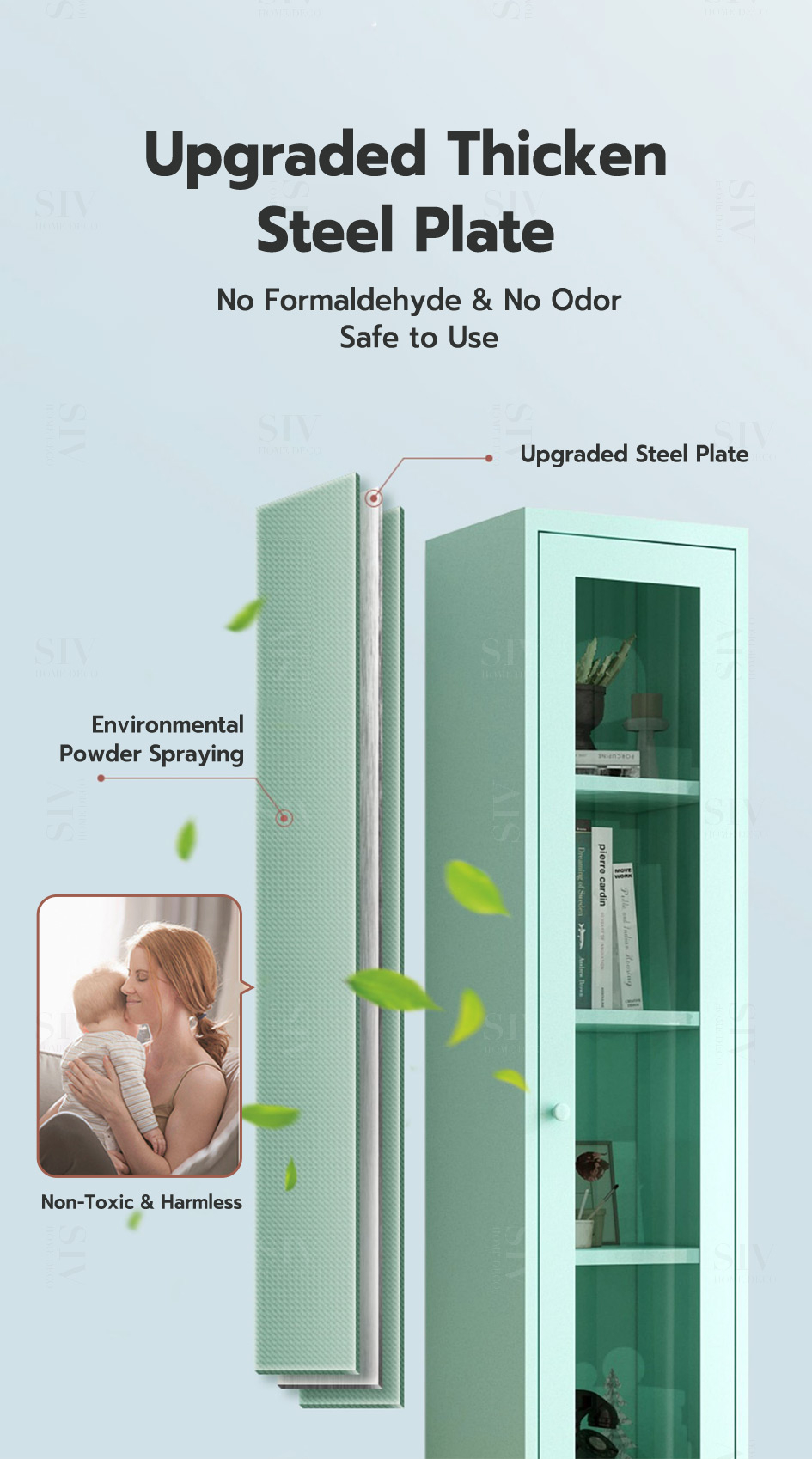SIV Metal Display Cabinet Book Cabinet With Glass Door Steel Storage ...