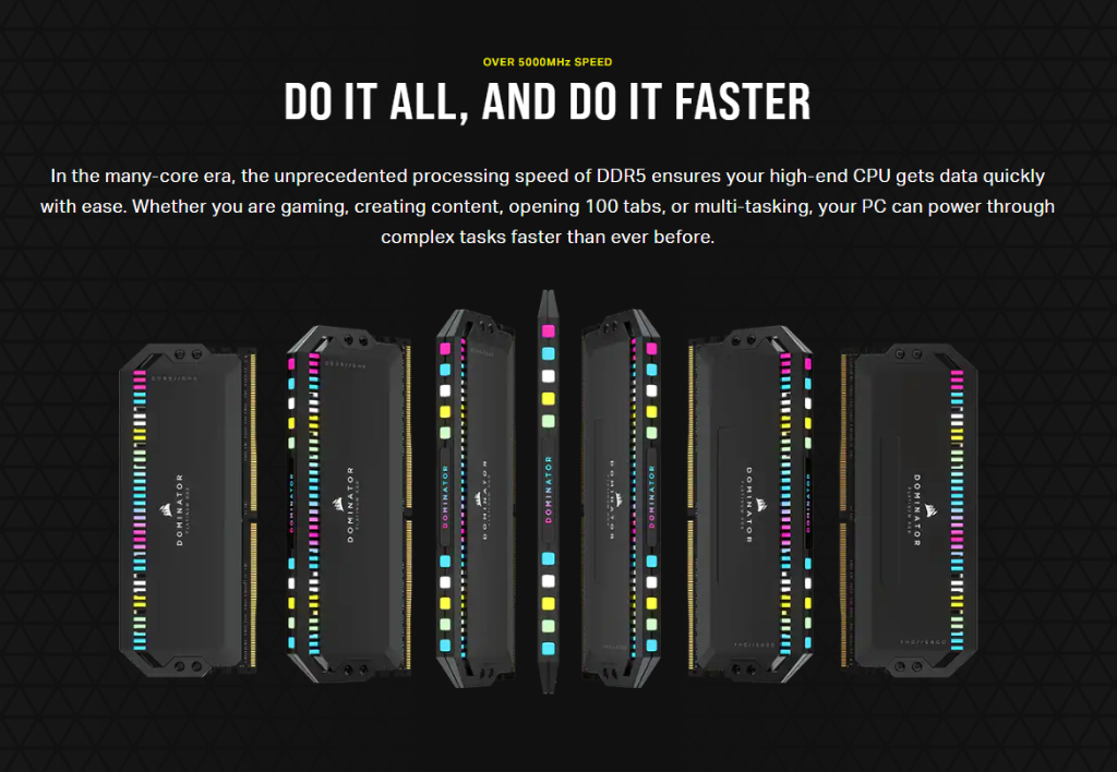 CORSAIR DOMINATOR PLATINUM RGB DDR5 DRAM Memory Kit | 6000MHz ...
