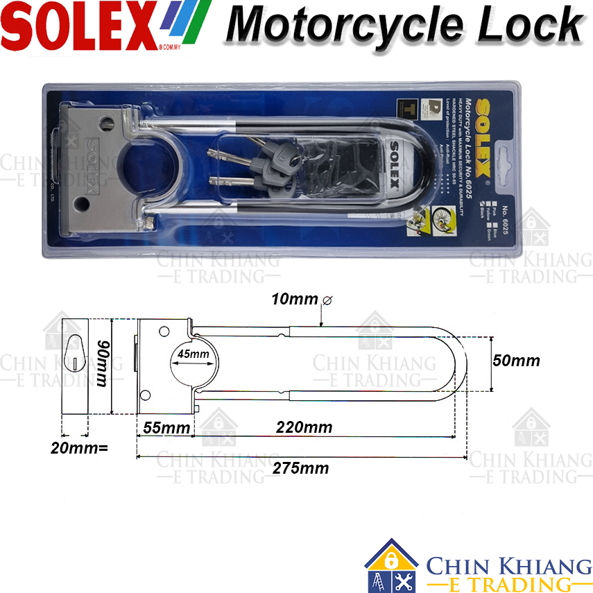 Solex 6025 Premium Motorcycle Fork Lock Heavy Duty Black 275mm | Shopee ...