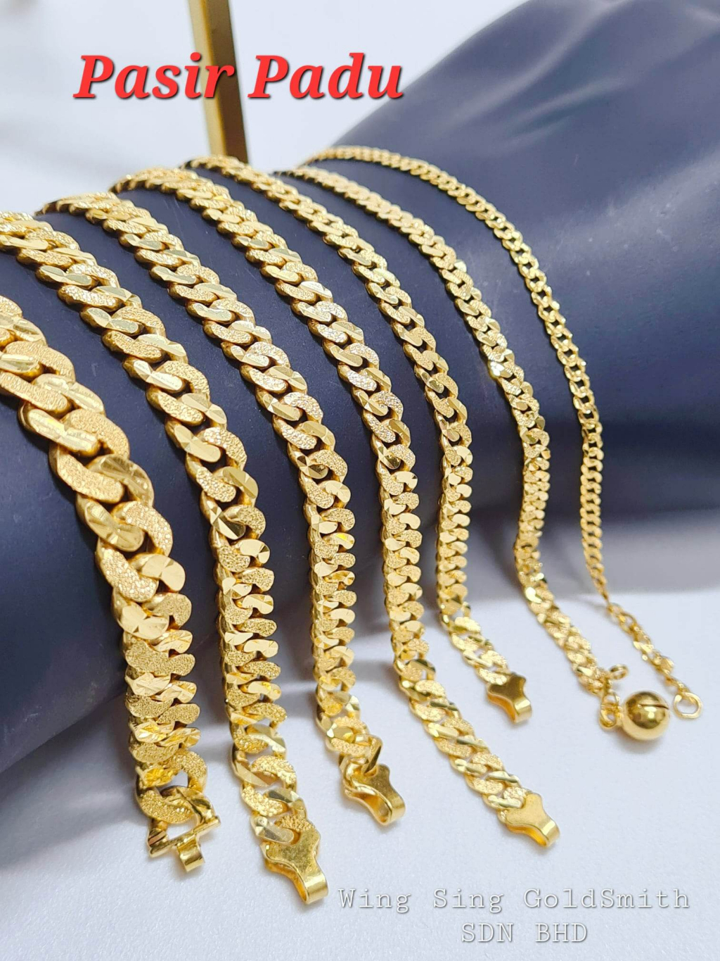 Wing Sing Rantai Tangan Gajah Pasir Padu Gelang Tangan Emas 916/916 ...