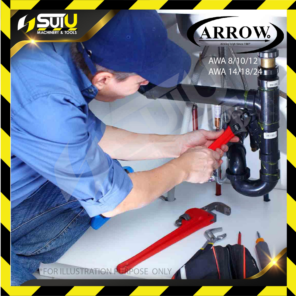 【VALUE BUY】ARROW AWA8/ AWA10/ AWA12/ AWA14/ AWA18/ AWA24 8-24" Pipe Wrench (American Style ...