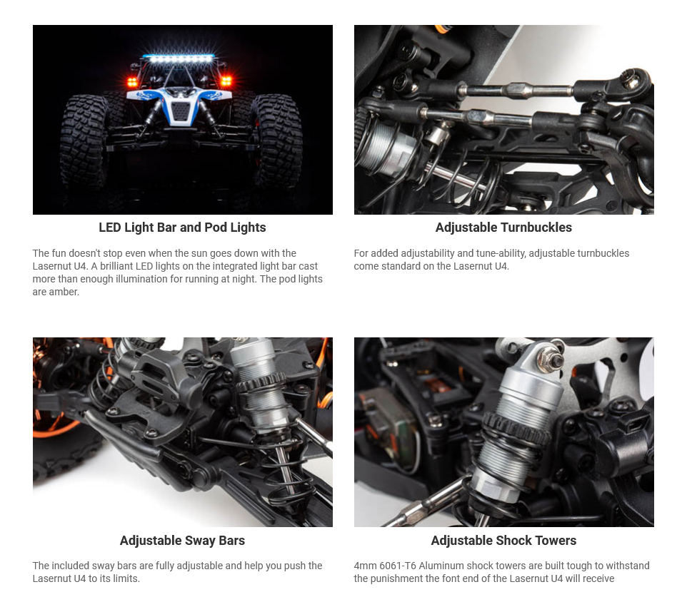 Losi Lasernut U4 4s BLX Brushless Desert Rock Racer Buggy Spektrum DX3 ...