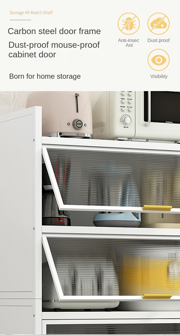 Multifunction Dust-Proof Kitchen Cabinet Rack Microwave Oven Cabinet ...