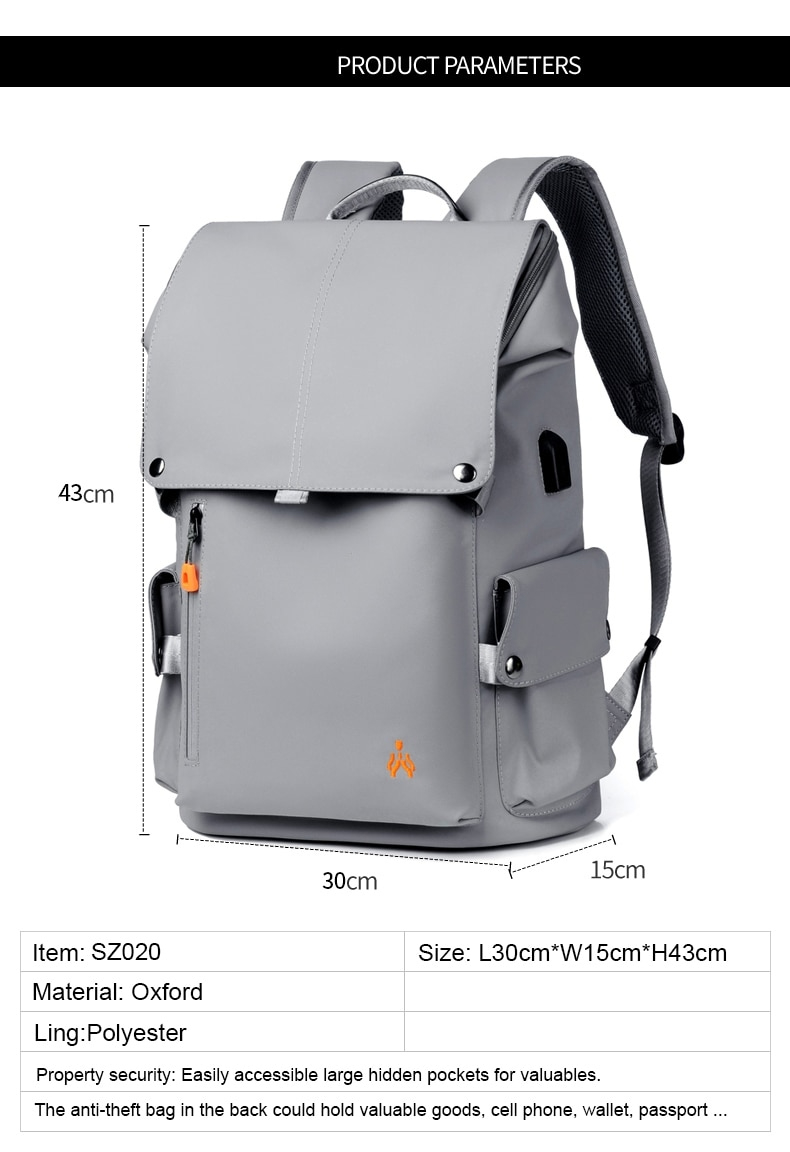 Waterproof Fashion Bagpack 15 inch Backpack Laptop Tablet Beg for Men ...