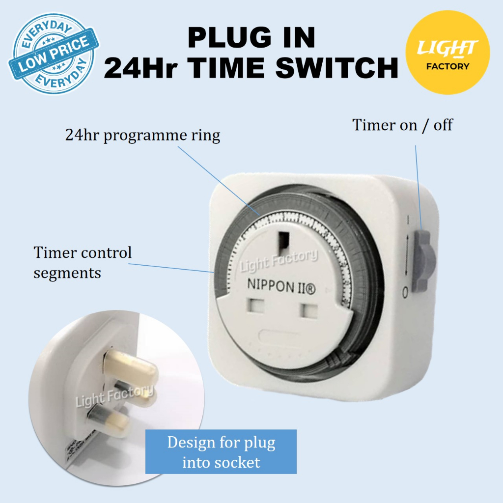 HAGER EH711 24hrs Analog Timer Switch 24 hours Long Wiring / Plug In ...
