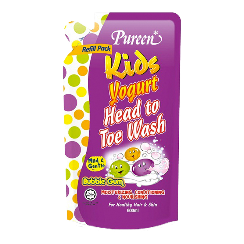 Pureen Kid Yogurt Head To Toe Wash Refill 600g Natural Strawberry Apple ...