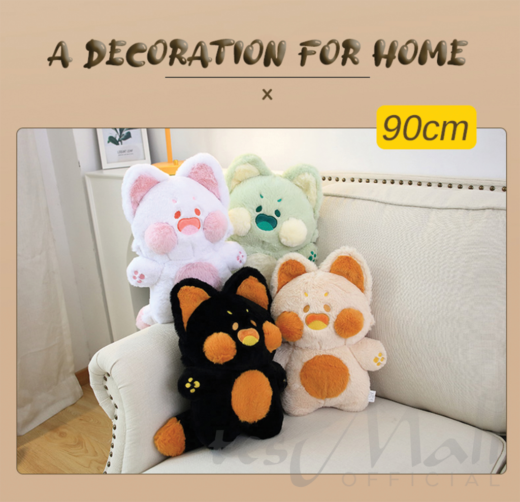 90cm Anak Patung Kawaii DuDu Cat Fluffy Doodle Meow Stuffed Plush Doll ...
