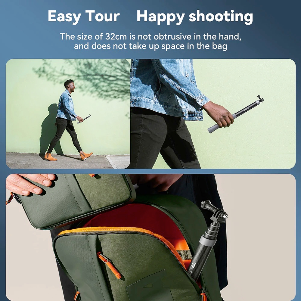 TELESIN 120cm Carbon Fiber Invisible Selfie Stick for Insta360 ONE X3 ...