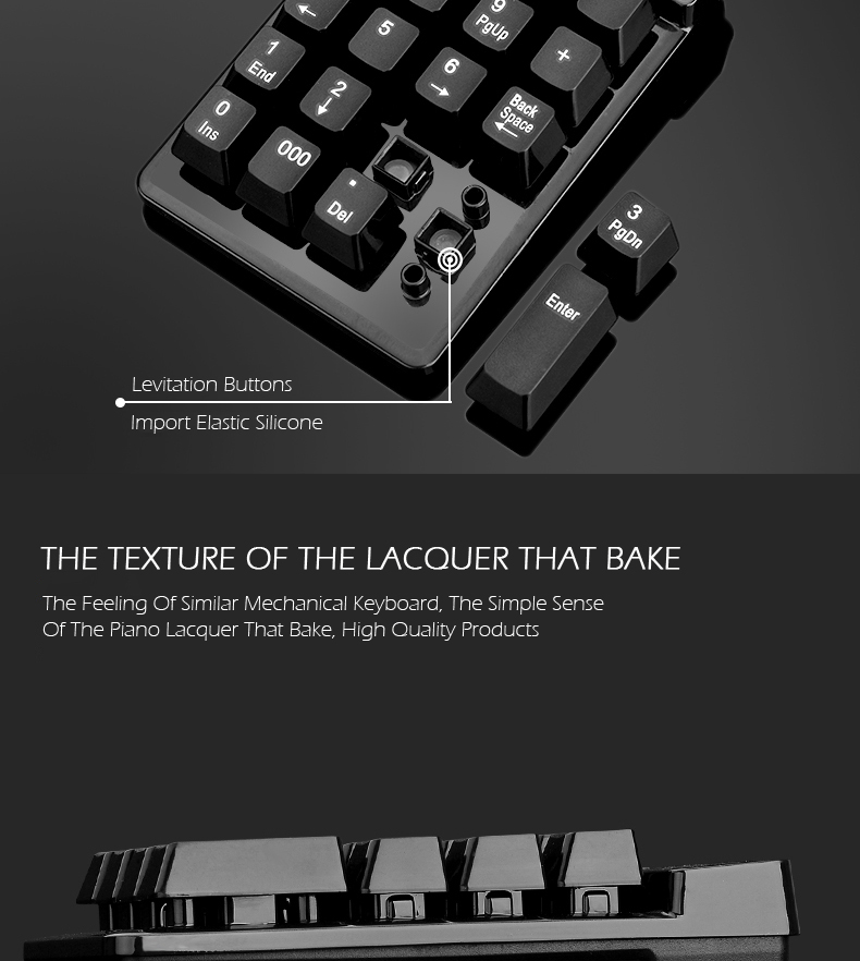 19 Keys USB Mechanical feel Wire numeric keypad Keyboard Mini number ...