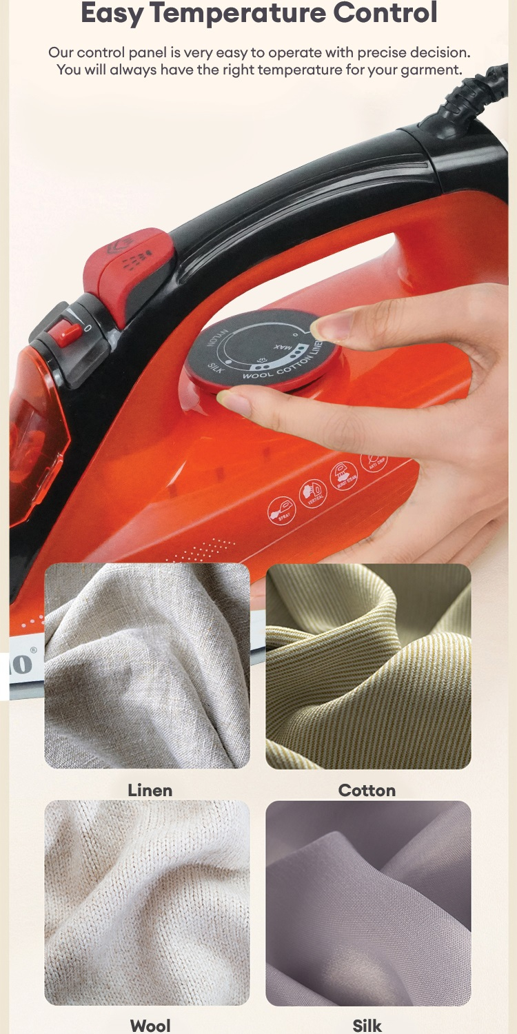 Riino Electric Steam Iron 2600W Auto Clean Burst Steam Ceramic ...