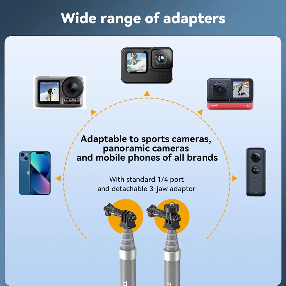 TELESIN 120cm Carbon Fiber Invisible Selfie Stick for Insta360 ONE X3 ...