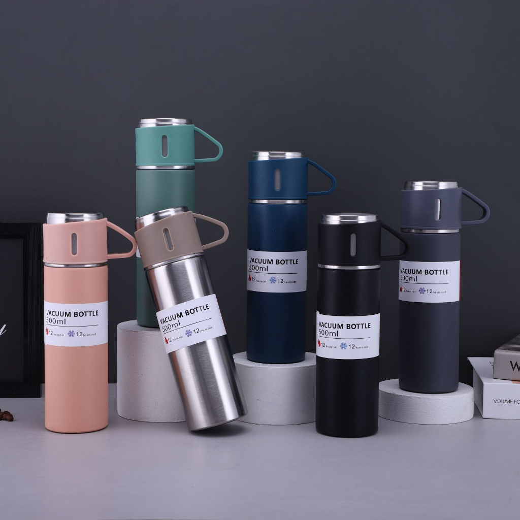 Mug🥤Vacuum Flask Set Creative Vacuum Cup Set 500ml 304 Stainless Steel ...