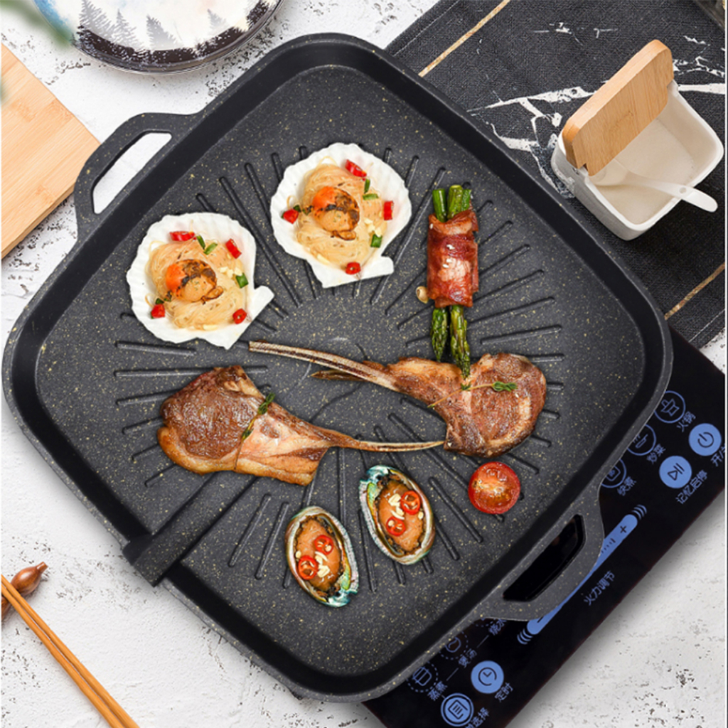 Korean BBQ Pan Grill Frying Pan Teppanyaki Teriyaki Grill Multi Roaster ...