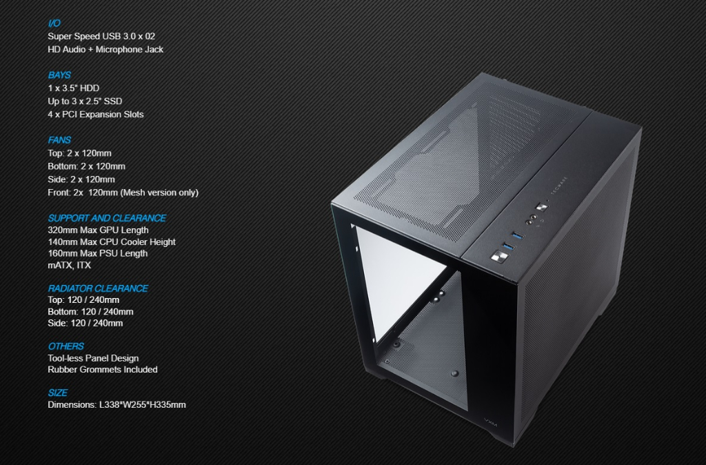 TECWARE VXL Dual Chamber / VXR TG ATX Gaming Case Chasis (BLACK / WHITE ...