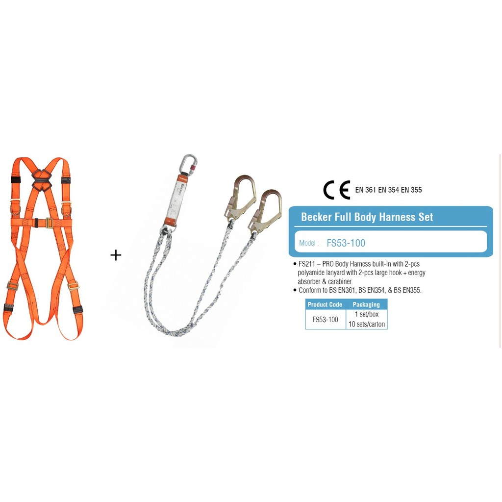 (JOHOR)Proguard BECKER DOUBLE LANYARD Full Body Safety Harness Built-in ...