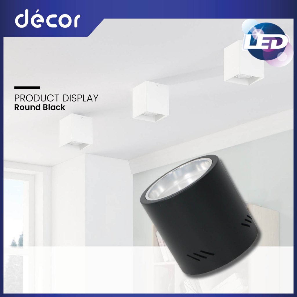 E27 Flush Mounted Surface Downlight Round 4'' 6'' 8'' Square 3" 5" 7"Ceiling Light Tin Milo ...