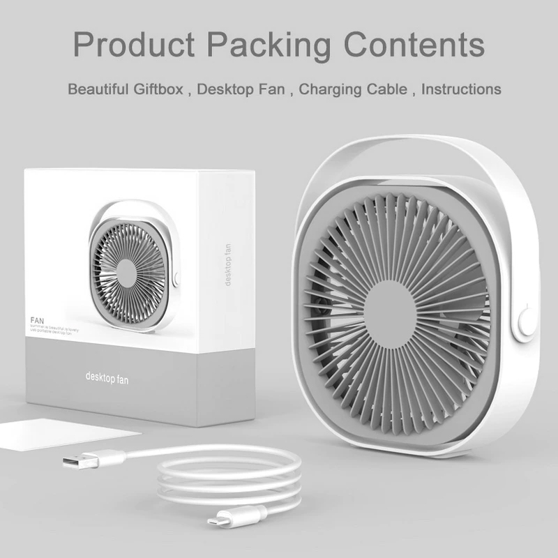 Strong Wind 6-Inch Desktop Min Fan Portable Home Office Free Rotation ...