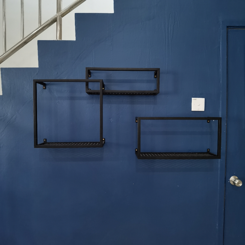 Laursen DIY Metal Shelf Storage Wall Mounted Book Rack Frame Hanging ...