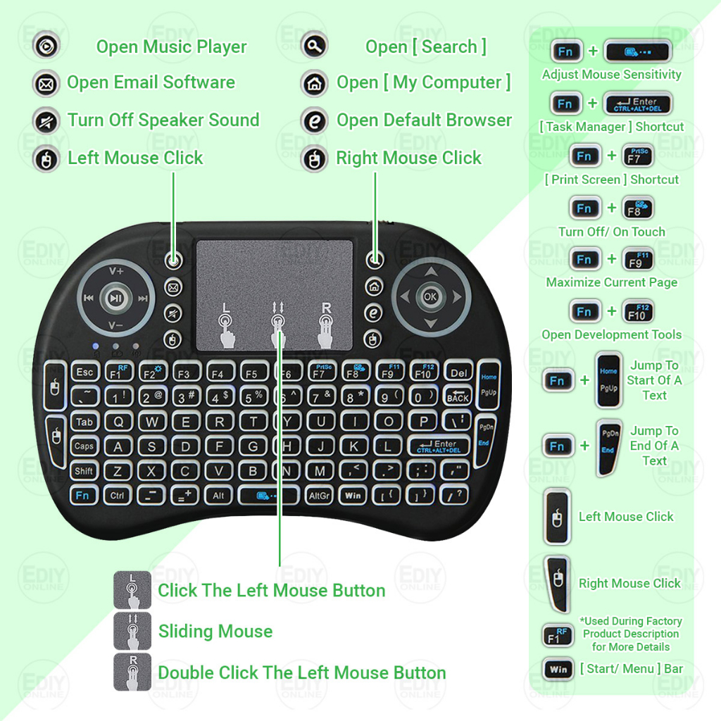 Wireless Keyboard Air Mouse 】 i8 Mini 2.4GHz Remote PC Google Android ...