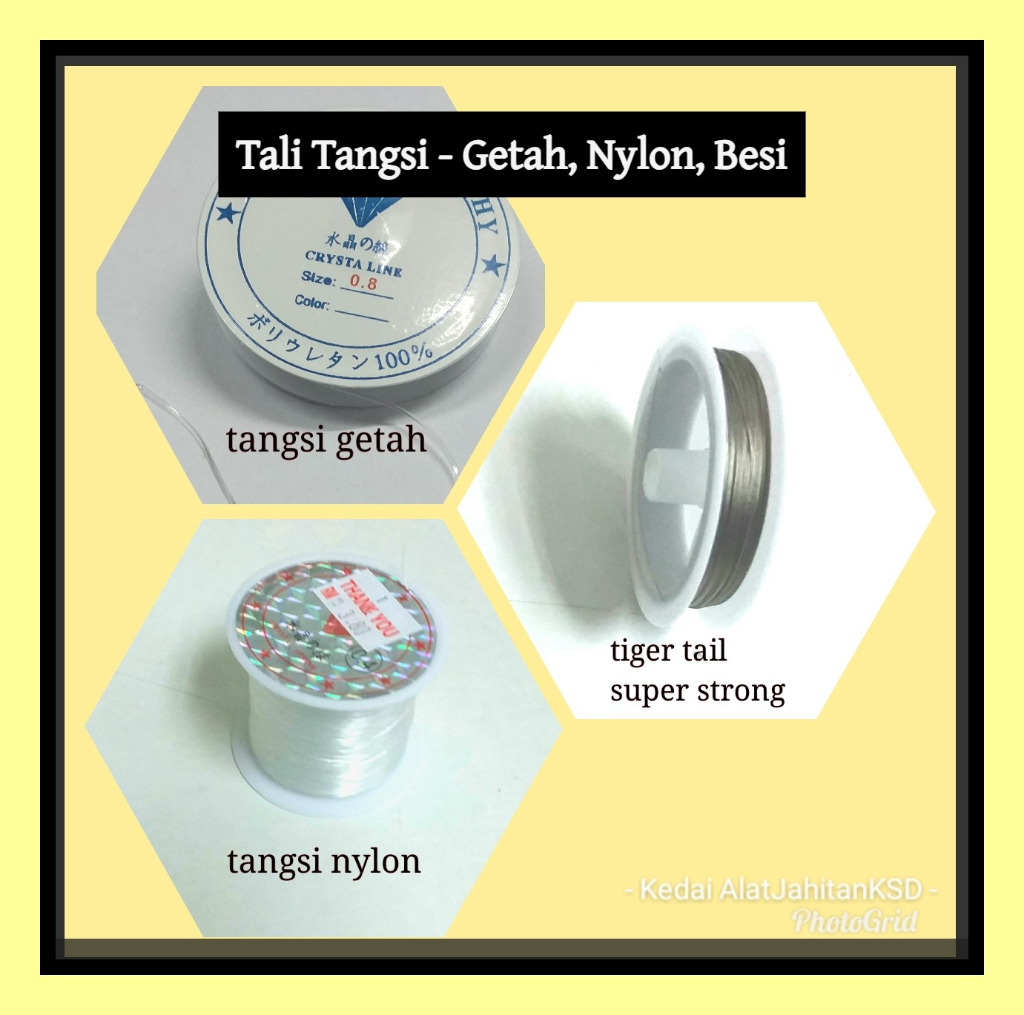 Tangsi getah, tangsi nylon, tangsi tiger tail, copper wire gold ...