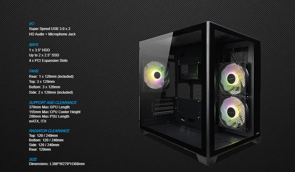 Tecware VXN V2 & VXN EVO TG ARGB Tempered Glass Compact Dual Chamber ...