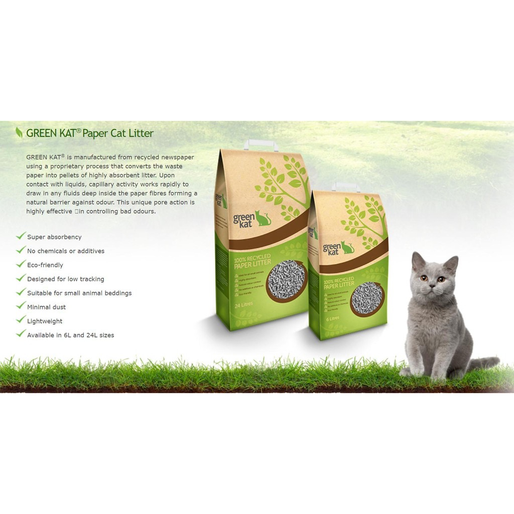 GREEN KAT 100% RECYCLED CAT LITTER - 24 Liters | Shopee Malaysia