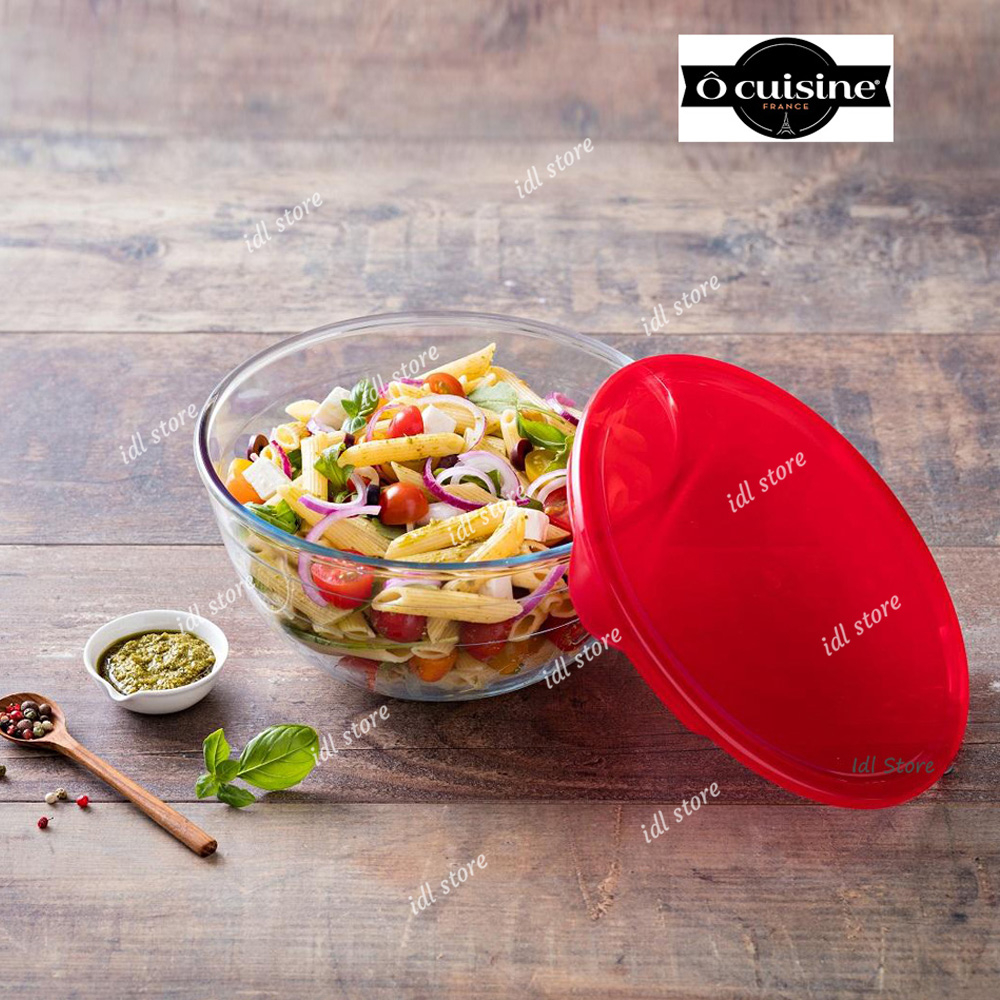 Ocuisine Round Glass Mixing Bowl with Plastic Cover ( 1 Liter / 2 Liter ...