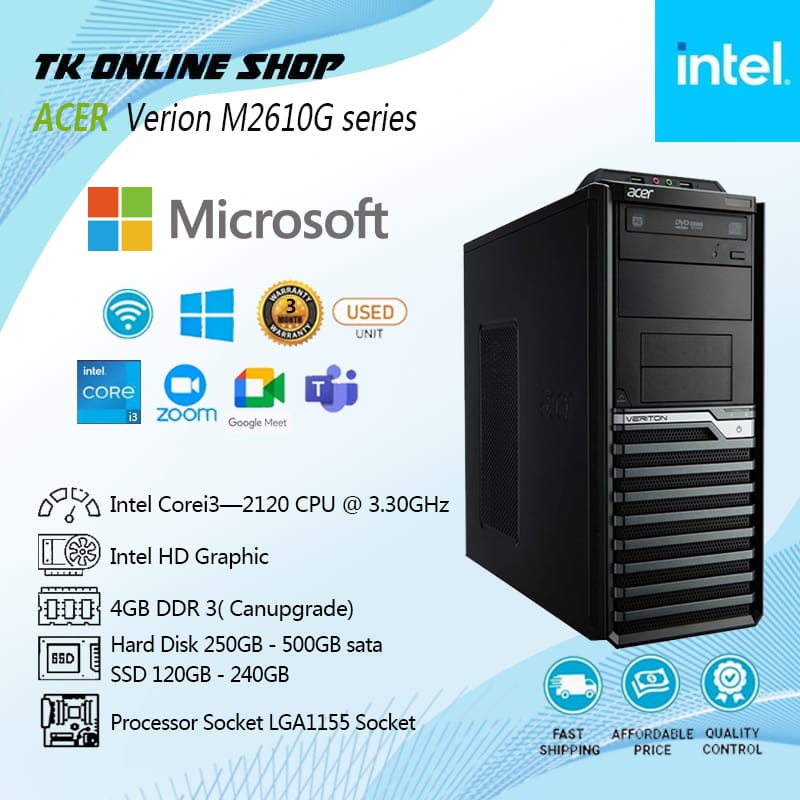 CPU Acer Verion M2610G Intel® i3 2th Gen /Ram 4 GB & SSD 240GB used ...