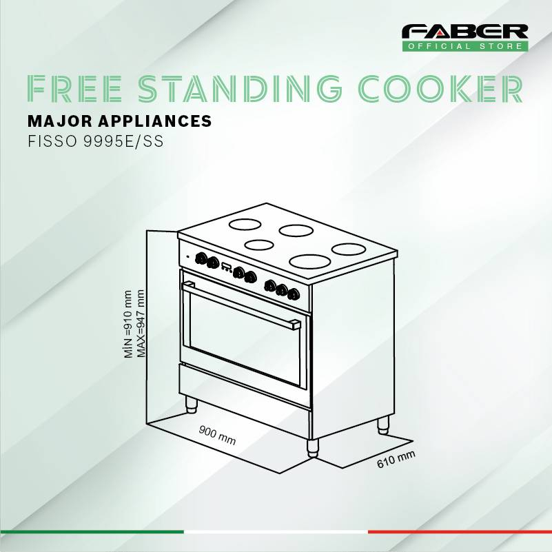 [NEW STOCK] Faber Free-Standing Cooker with 5 Burner (100L) FISSO 9995E ...
