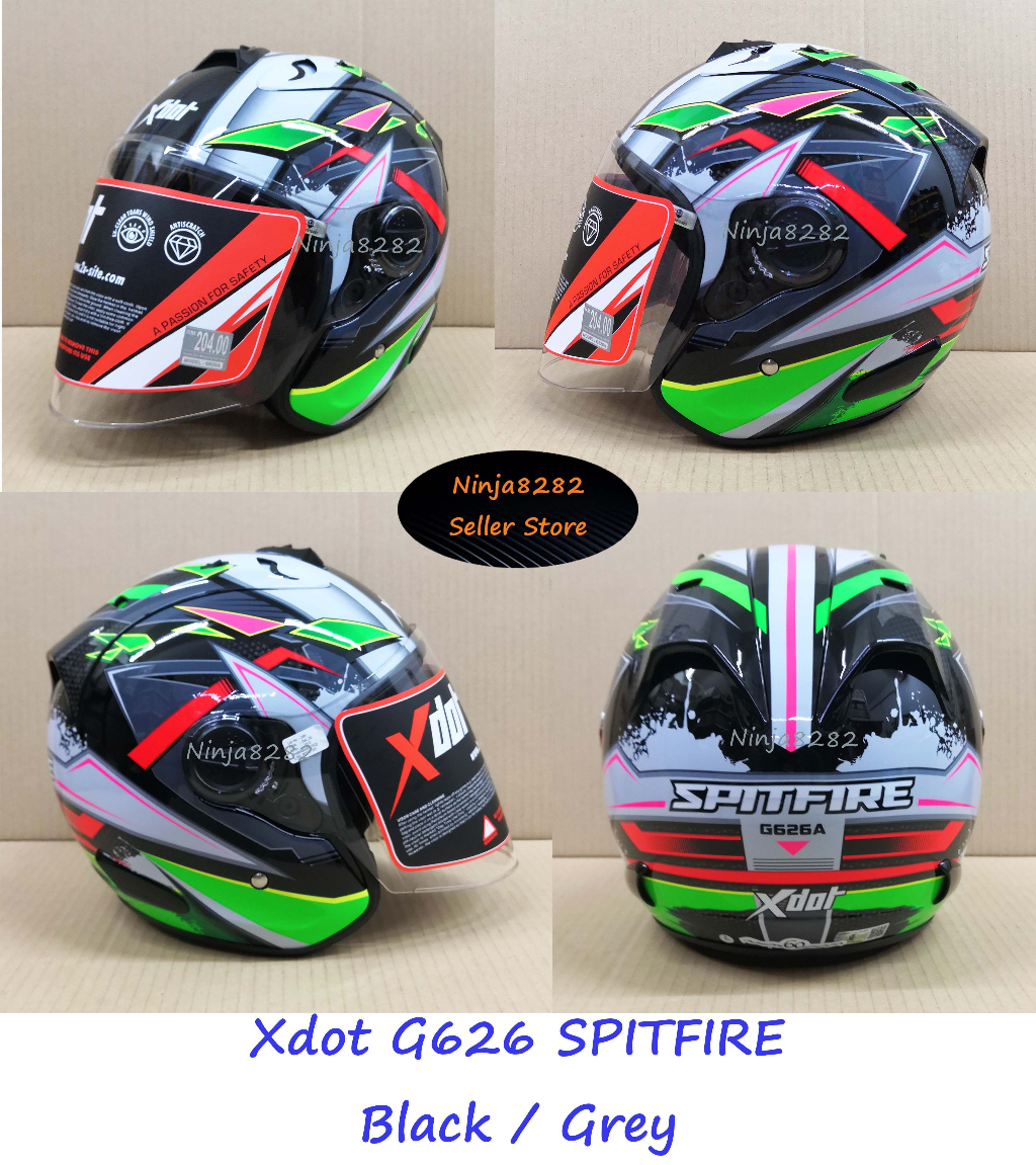 Xdot X-dot Helmet G626 - SpitFire ( L / XL ) *Ready Stock* ARC TSR KYT SHOIE KHI MHR GIVI BELL ...