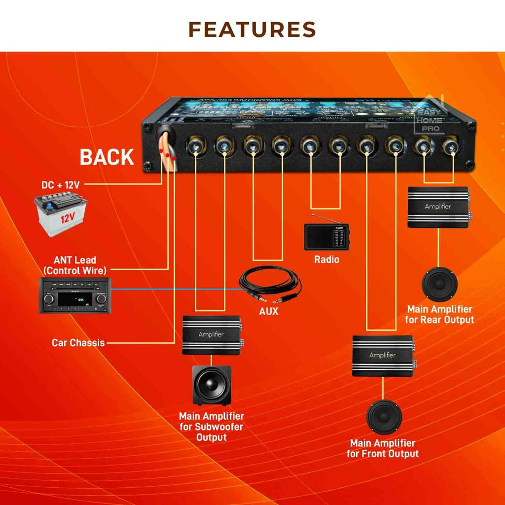 EXFIRE FX-1 4-Band Car Pre-Amp Car preamp 4band Parametric Preamp ...