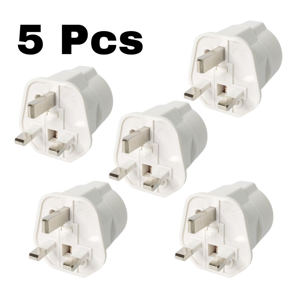 Power Plug Adaptor 13A European 2 Pin to UK 3 Pin Tough Built Auto Shut ...