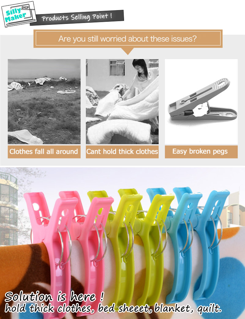 [XL Size] Plastic Extra Large Clothes Pegs Hanger Clip Drying Clips Bed ...